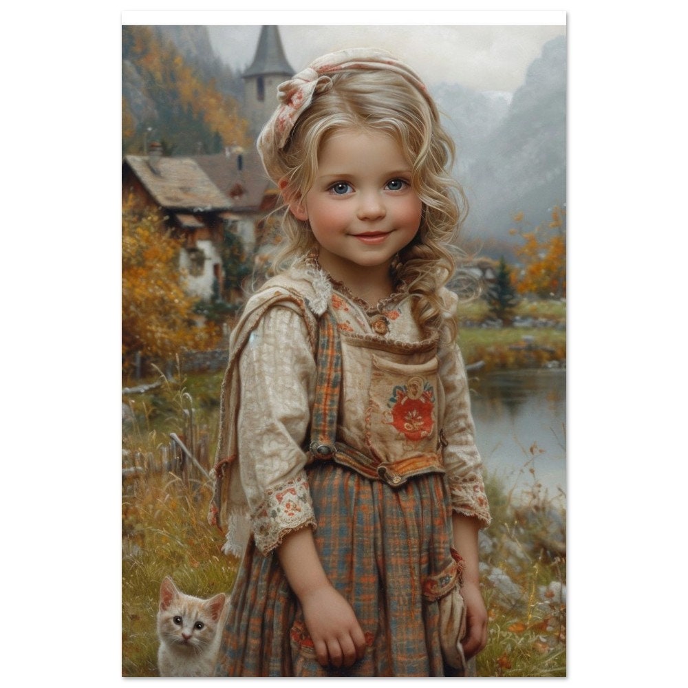 German Girl With Cat Premium Matte Paper Poster Wall Art by Marina Blue ...