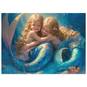 Mermaids - Premium Matte Paper Poster - Wall Art by Marina Blue Studio ...
