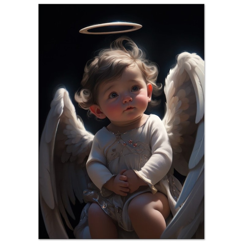 Baby Guardian Angel PREMIUM Matte Paper Poster . Art Work by Marina ...