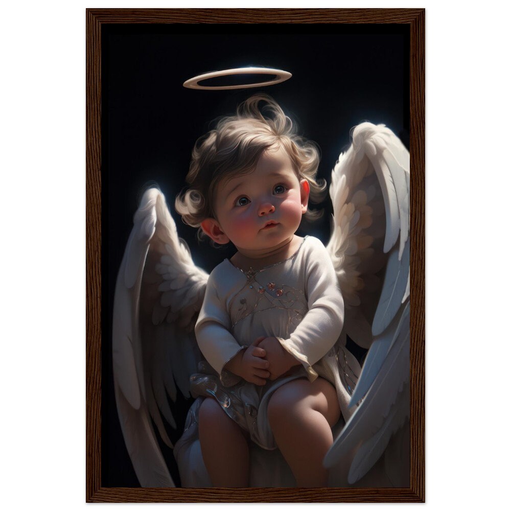Premium Quality Wooden Framed Poster baby Guardian Angel . Art Work by ...