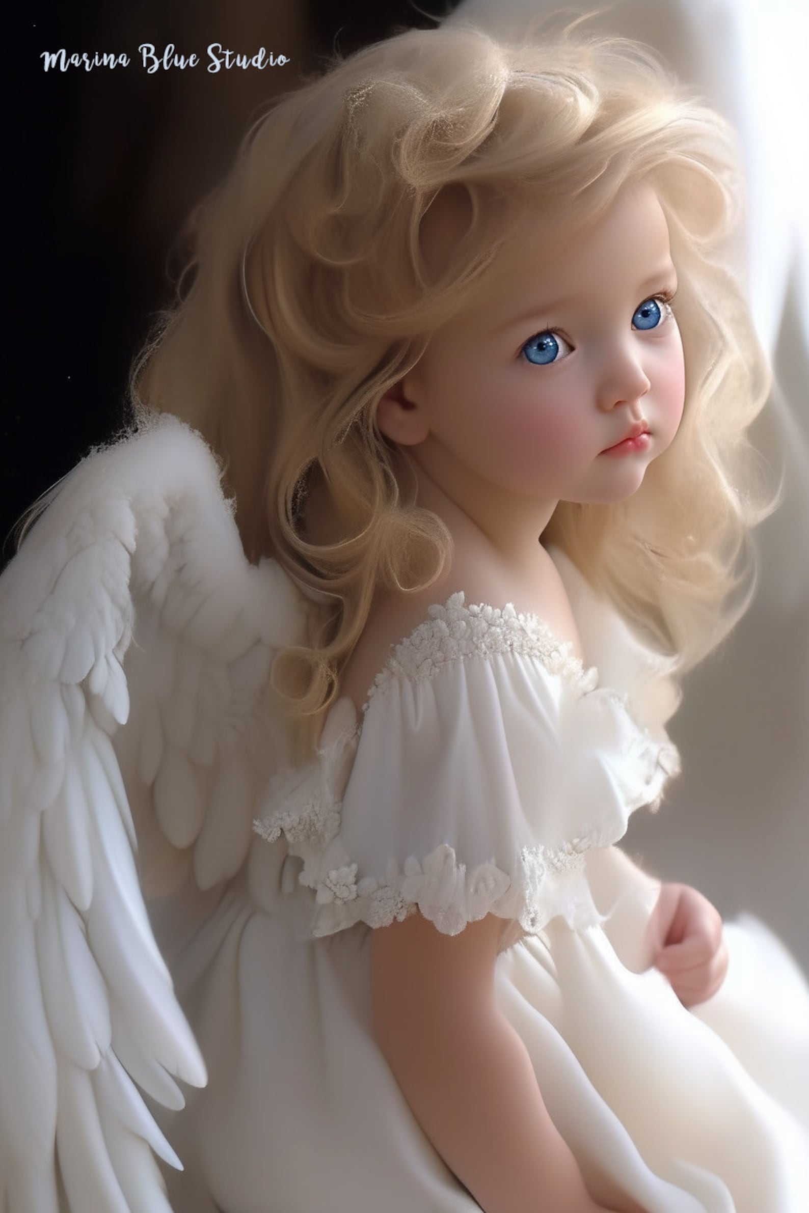 White Angel premium Matte Paper Poster Art Design by Marina Blue Studio ...