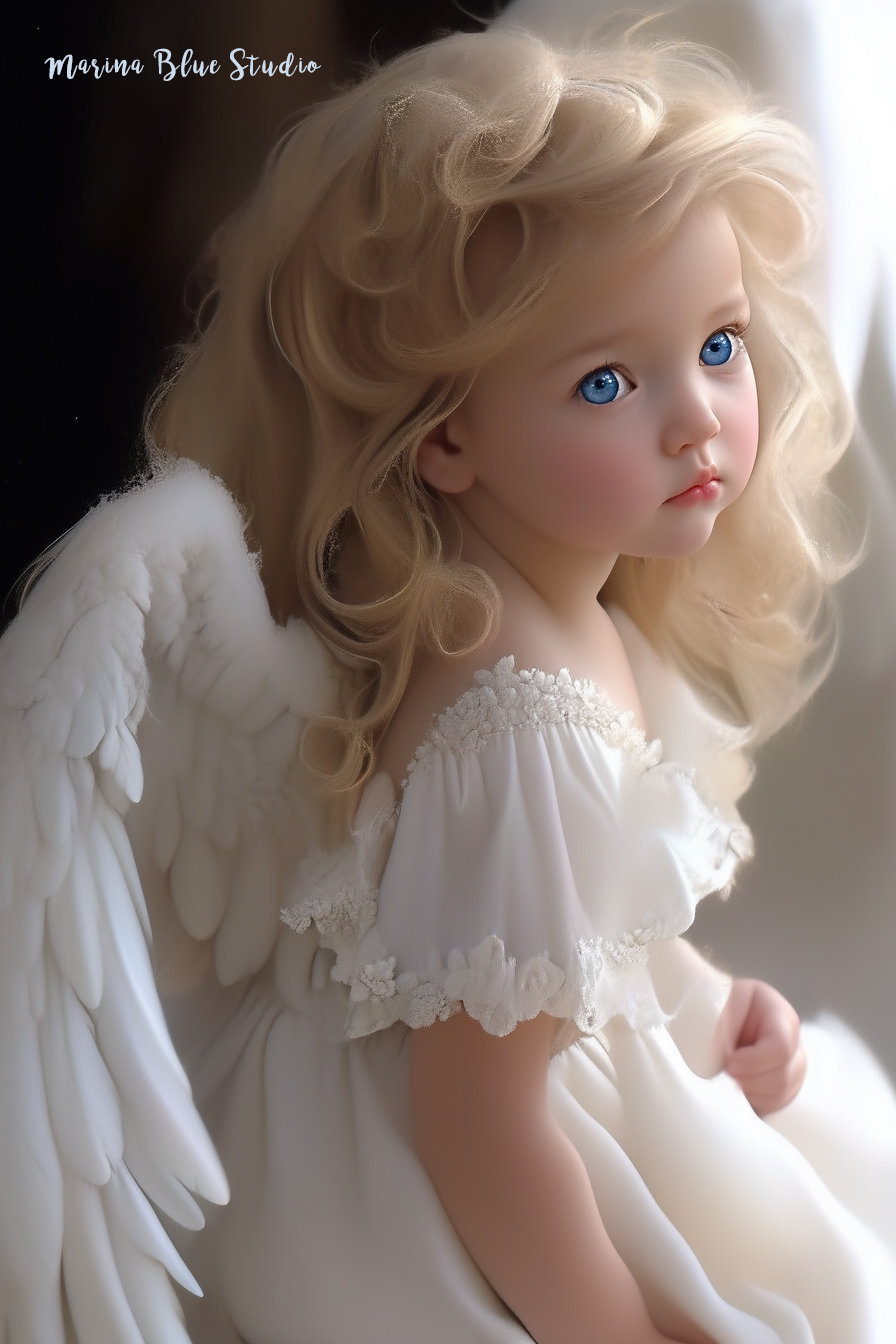 White Angel Art Poster – Premium Matte Paper, Marina Blue Studio - Etsy