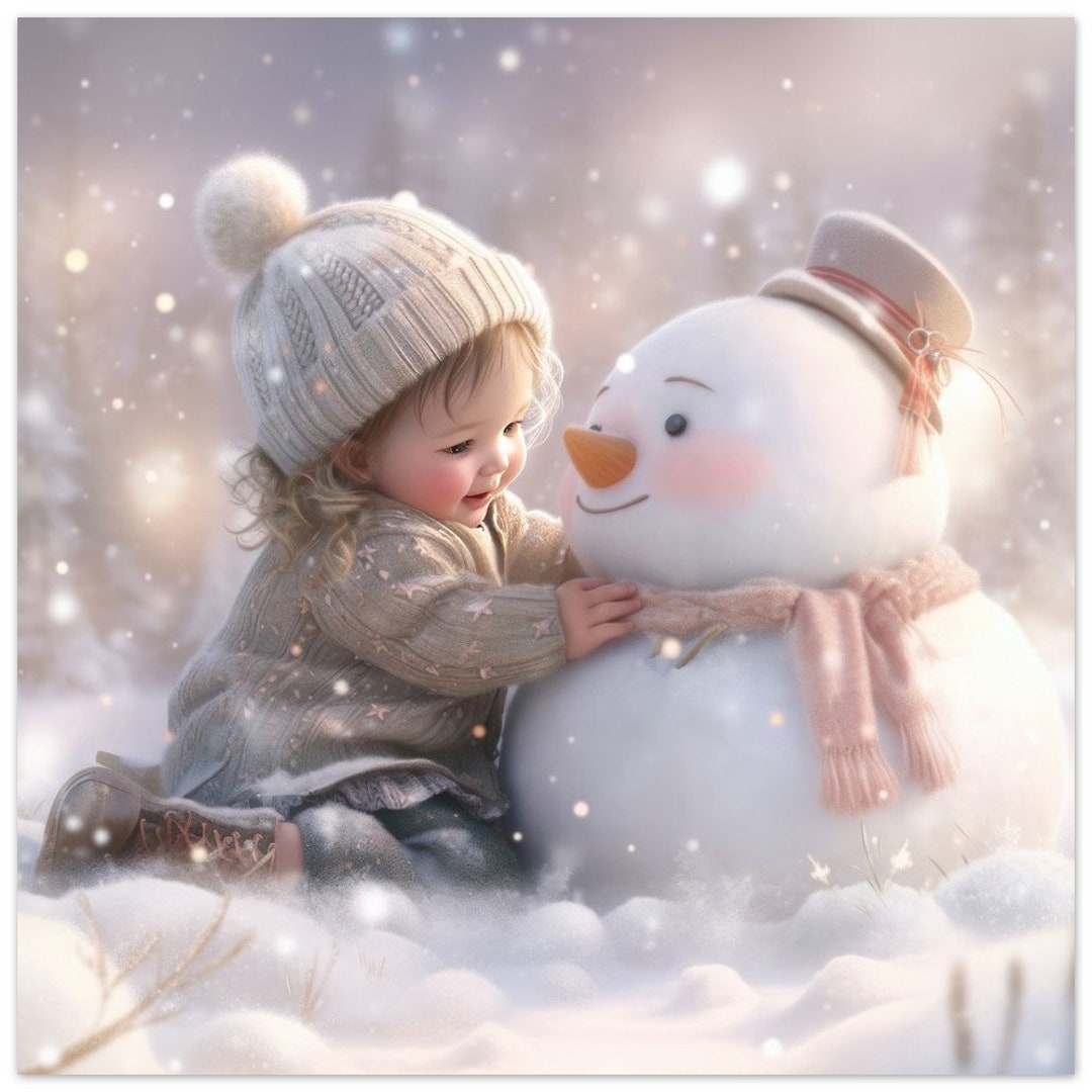 Build a Snowman Poster: Winter Child Art Print - Etsy