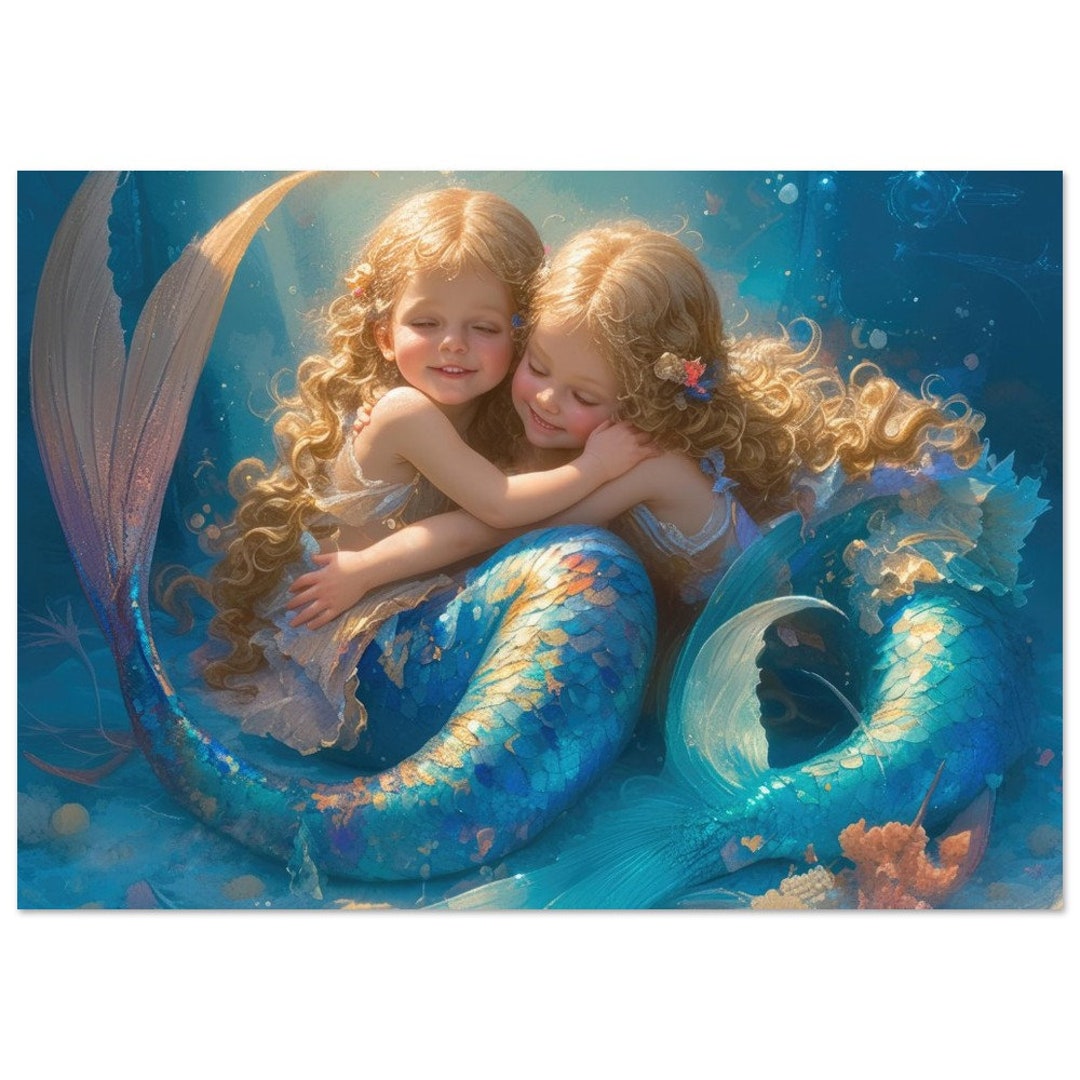 Mermaids - Premium Matte Paper Poster - Wall Art by Marina Blue Studio - Etsy