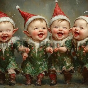 Christmas Elves Poster – Festive Holiday Wall Art - Etsy
