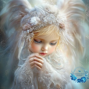 White Guardian Angel - Premium Matte Paper Poster - Wall Art by Marina ...