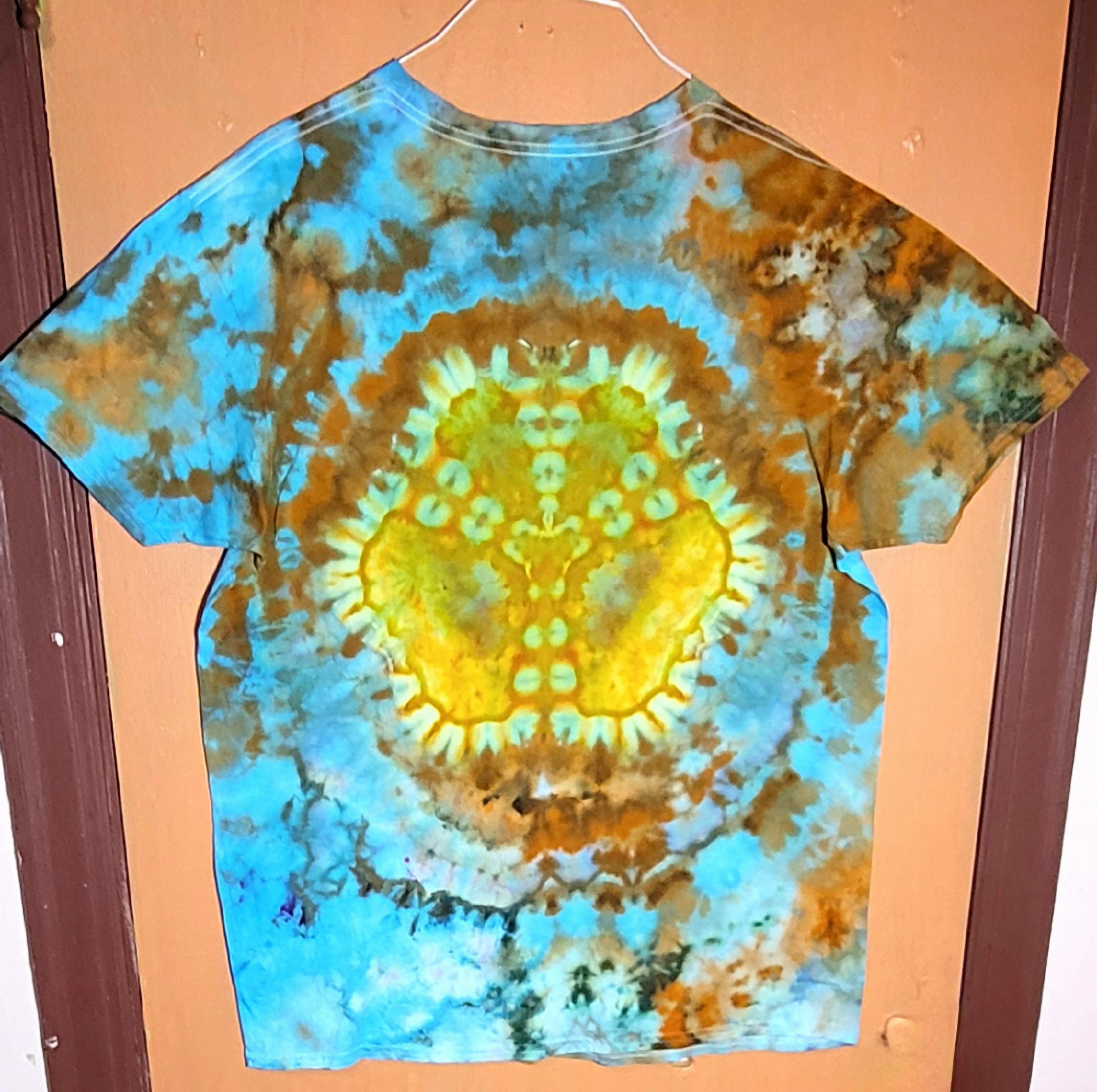 Large Galactic Marijuana Leaf Earth Tone Hand Dyed Jockey Tee. Galactic ...