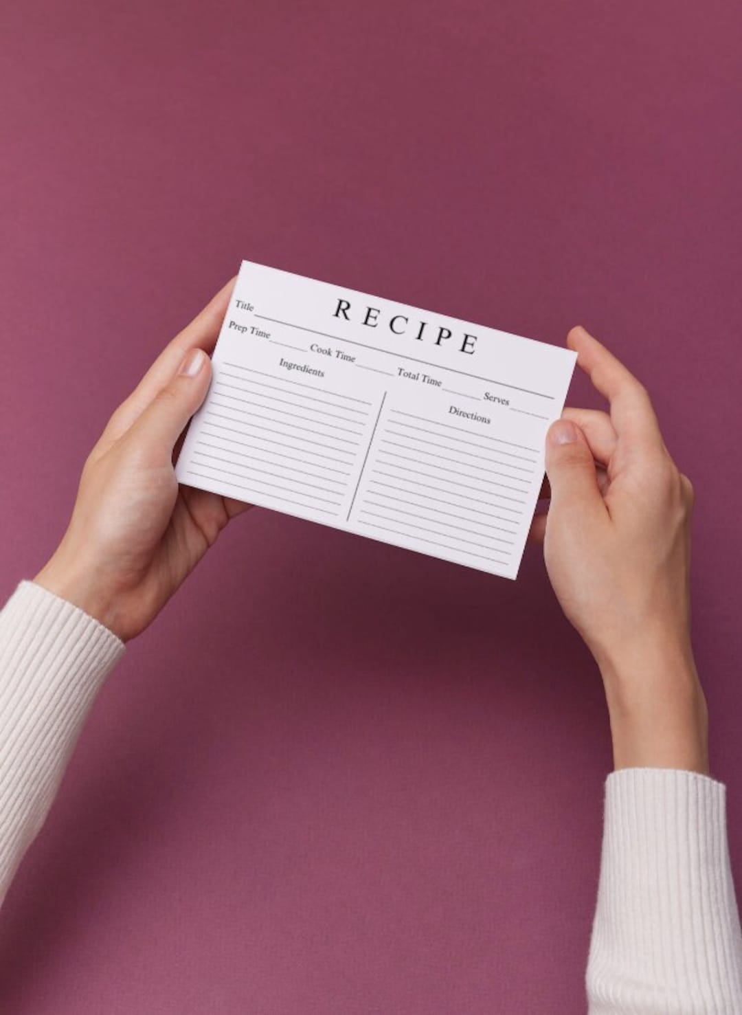 Printable Blank Classic Recipe Card | 4x6 Index Card Size | Instant PDF ...
