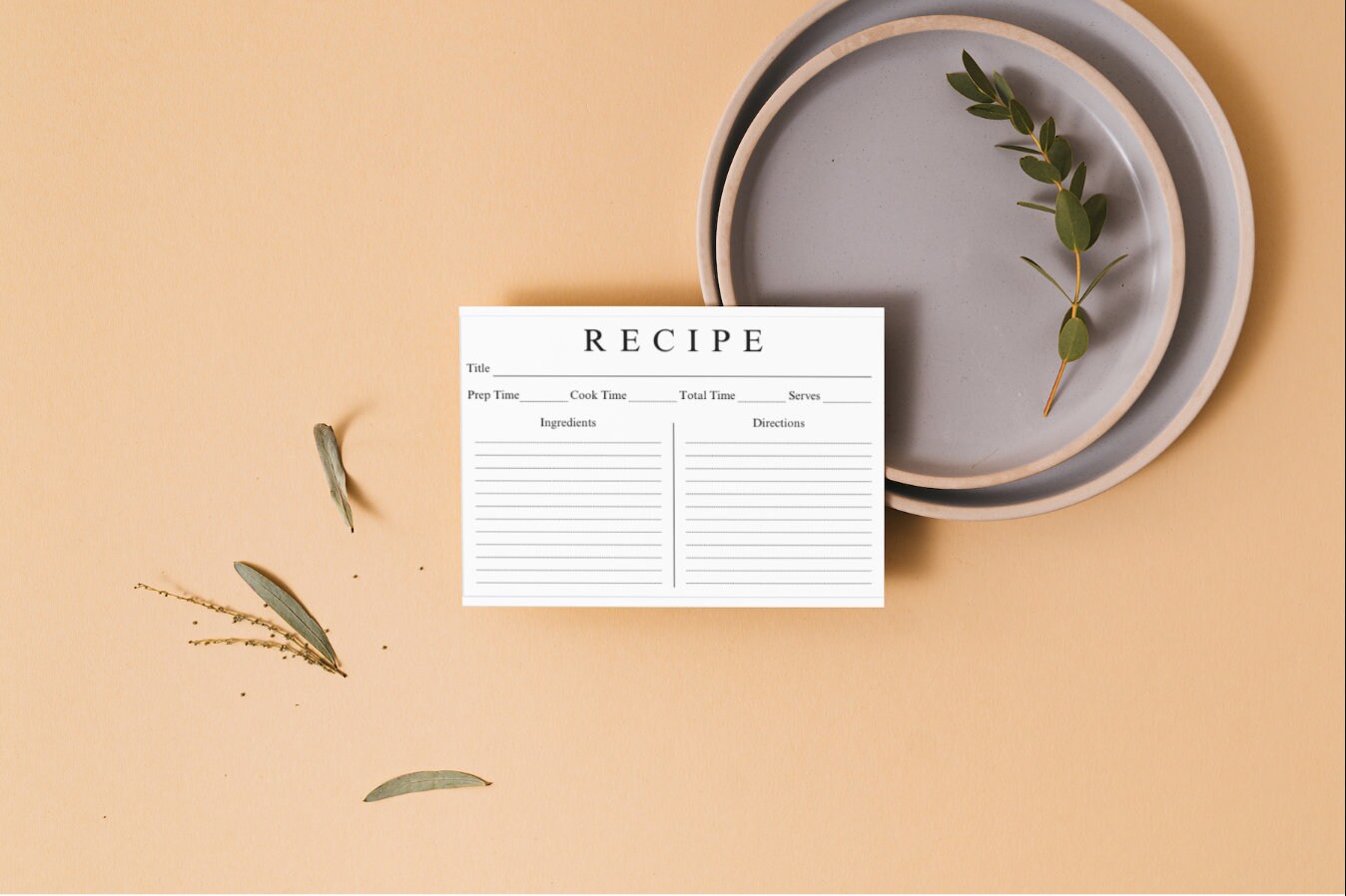 Printable Blank Classic Recipe Card | 4x6 Index Card Size | Instant PDF ...