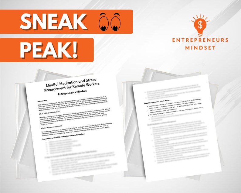 Stress Management Guide for Remote Workers Mindful Meditation - Etsy