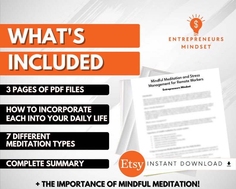 Stress Management Guide for Remote Workers Mindful Meditation - Etsy