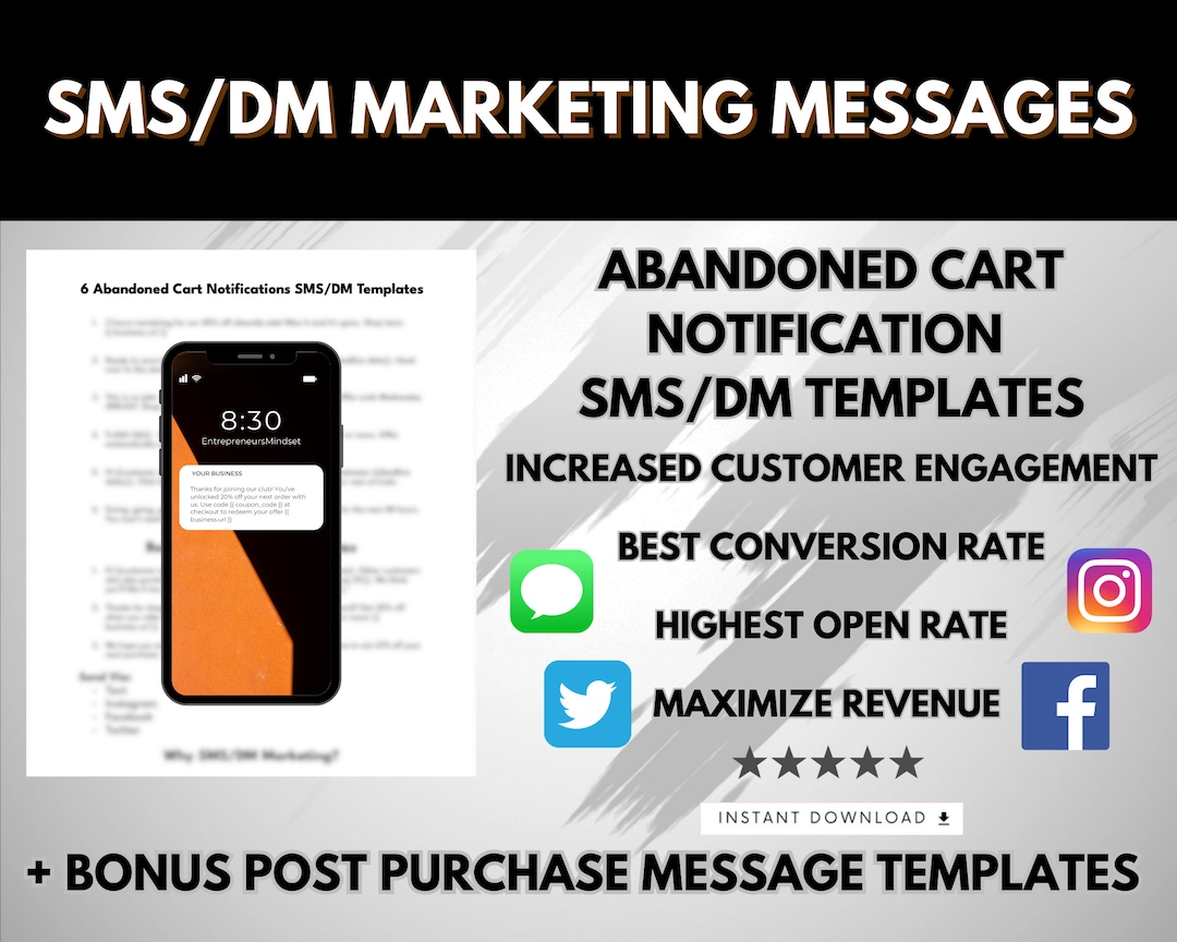 Message Template Abandoned Cart Notification Customer Retargeting SMS ...