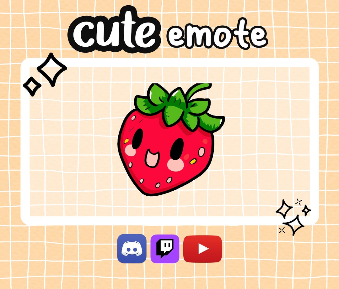 Strawberry Cute Emote Aesthetic Cute Fruit Emote for Twitch and Youtube ...