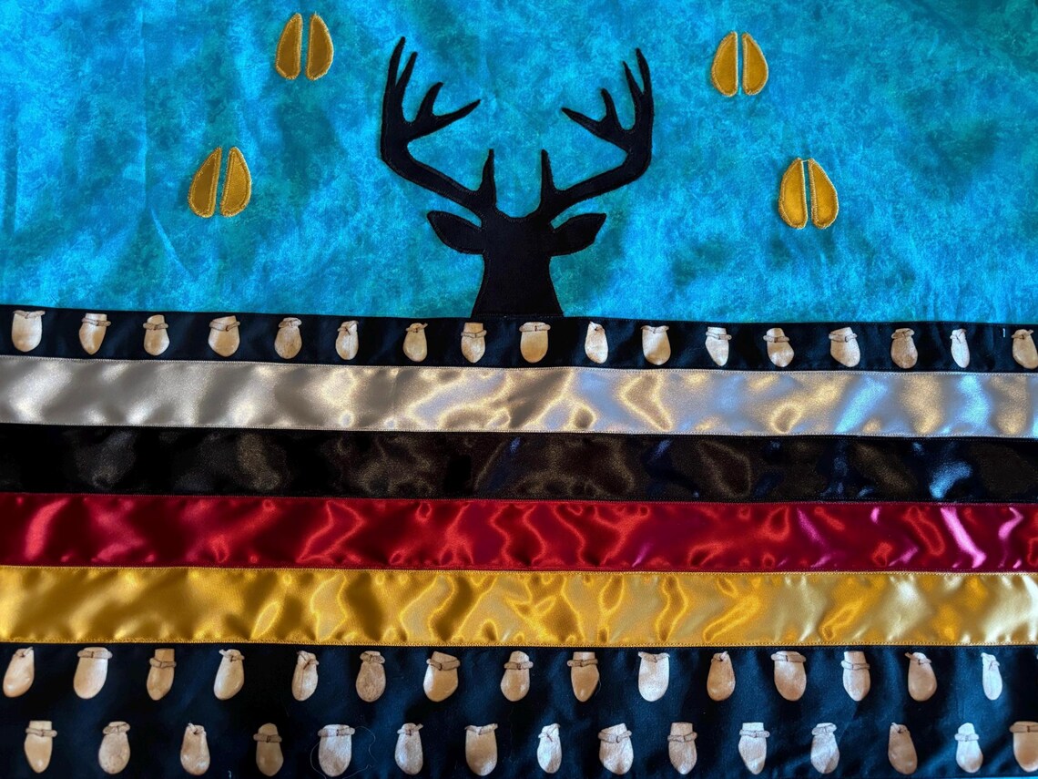 Native American Ribbon Skirt “elk Tracks Skirt in Turquoise Blue” - Etsy