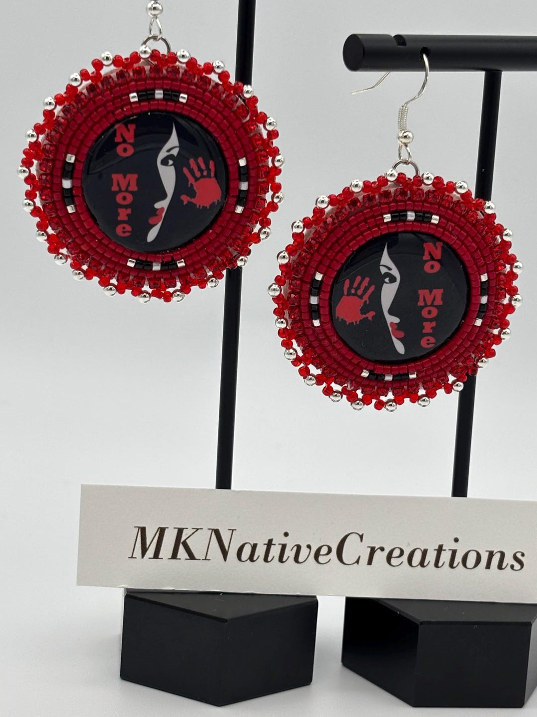 Native American Beaded Earrings. Mmiw”no More” 001 - Etsy