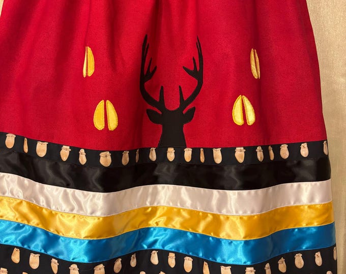 Native American Ribbon Skirt “elk Tracks Skirt in Sacred Red” - Etsy