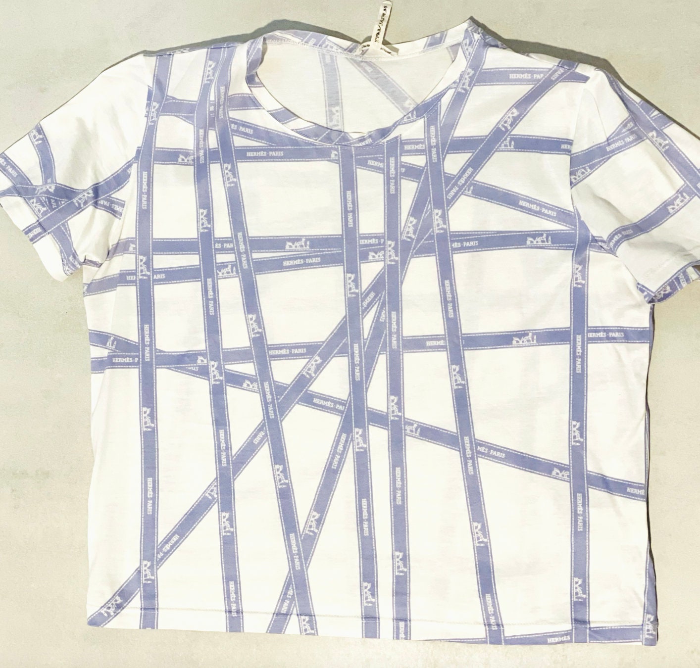 Hermes Vintage Bolduc-print Logo Ribbon Print Cotton T-shirt - Etsy