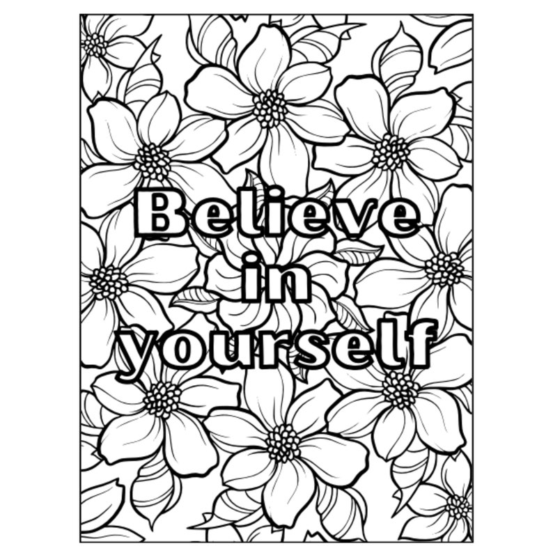 Positive Affirmations Coloring Pages Positive Words for Self Worth and ...