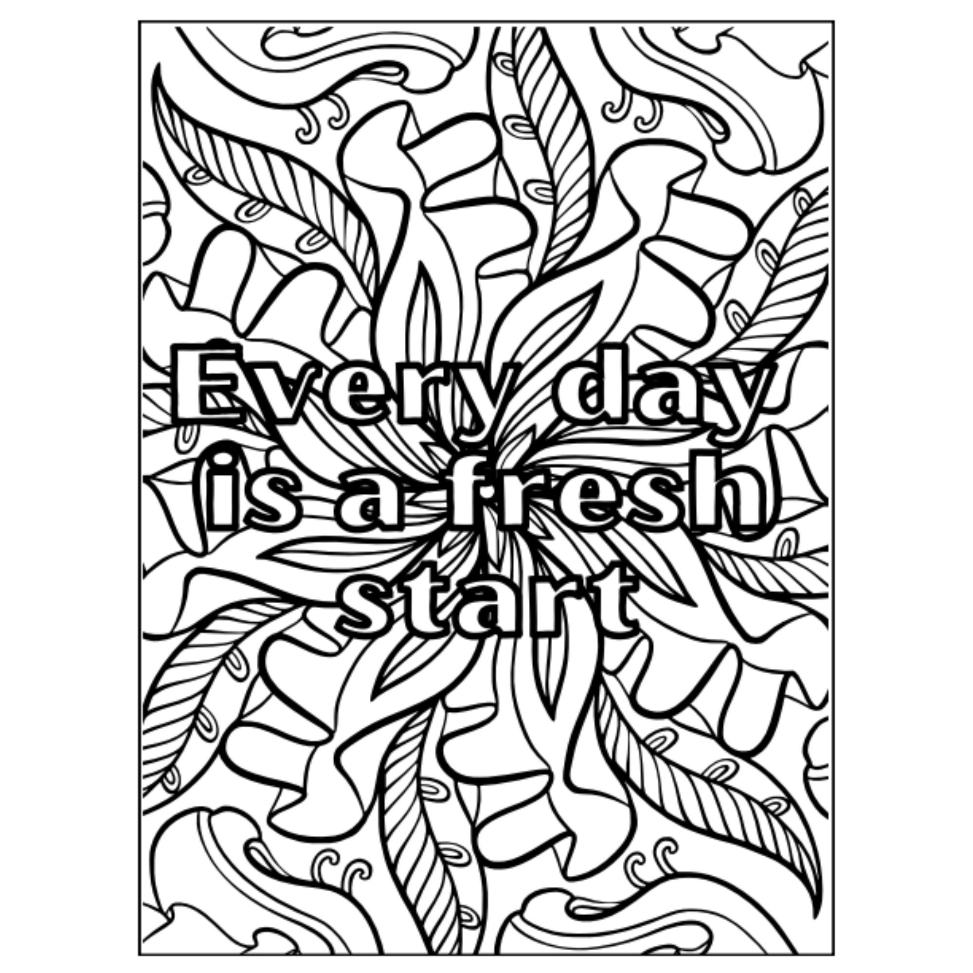 Positive Affirmations Coloring Pages Positive Words for Self Worth and ...