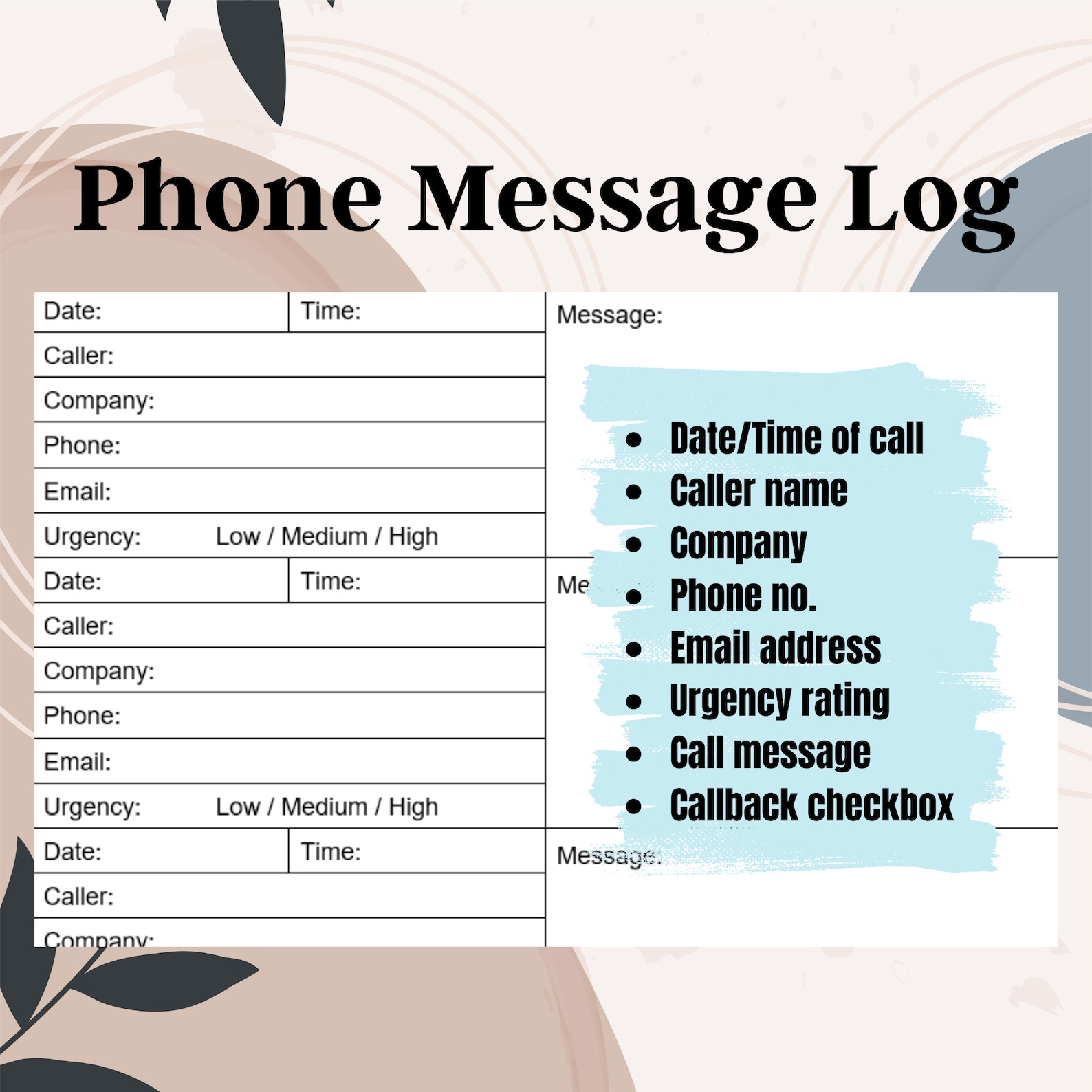 Voicemail Log Phone Call Message Record Inbound Outbound Call Record ...