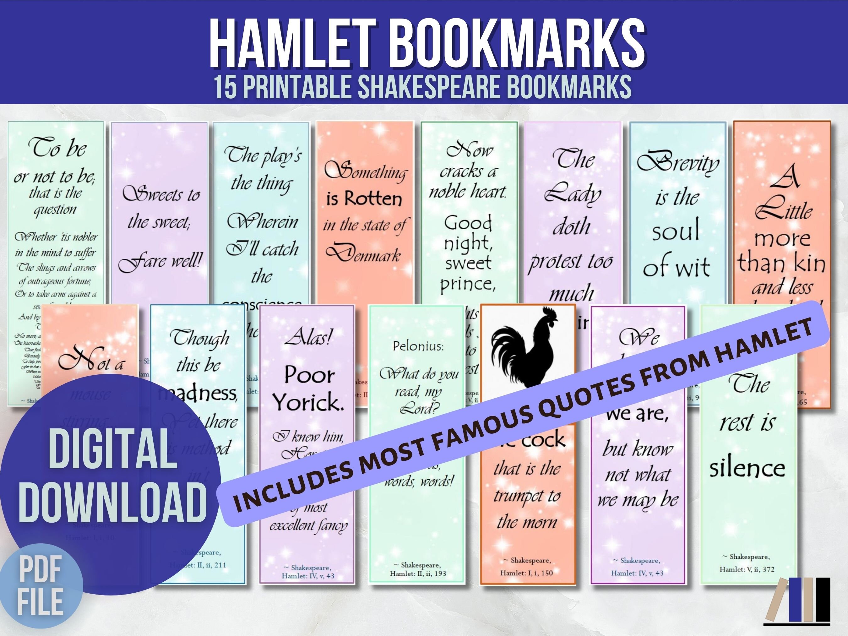 Shakespeare Bookmarks Hamlet Quotes, Book Club Gift, Shakespeare Gift ...