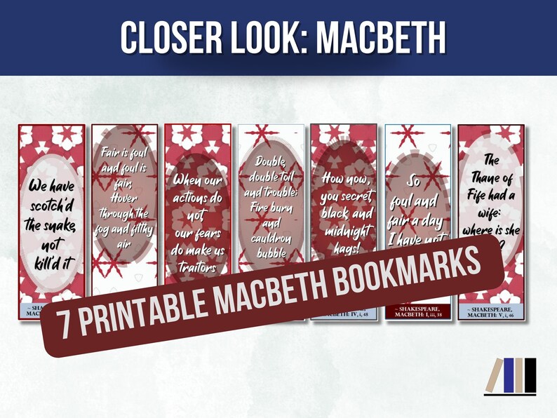 Shakespeare Bookmarks Tragedy Bundle, Book Club Gift, Shakespeare Gift ...