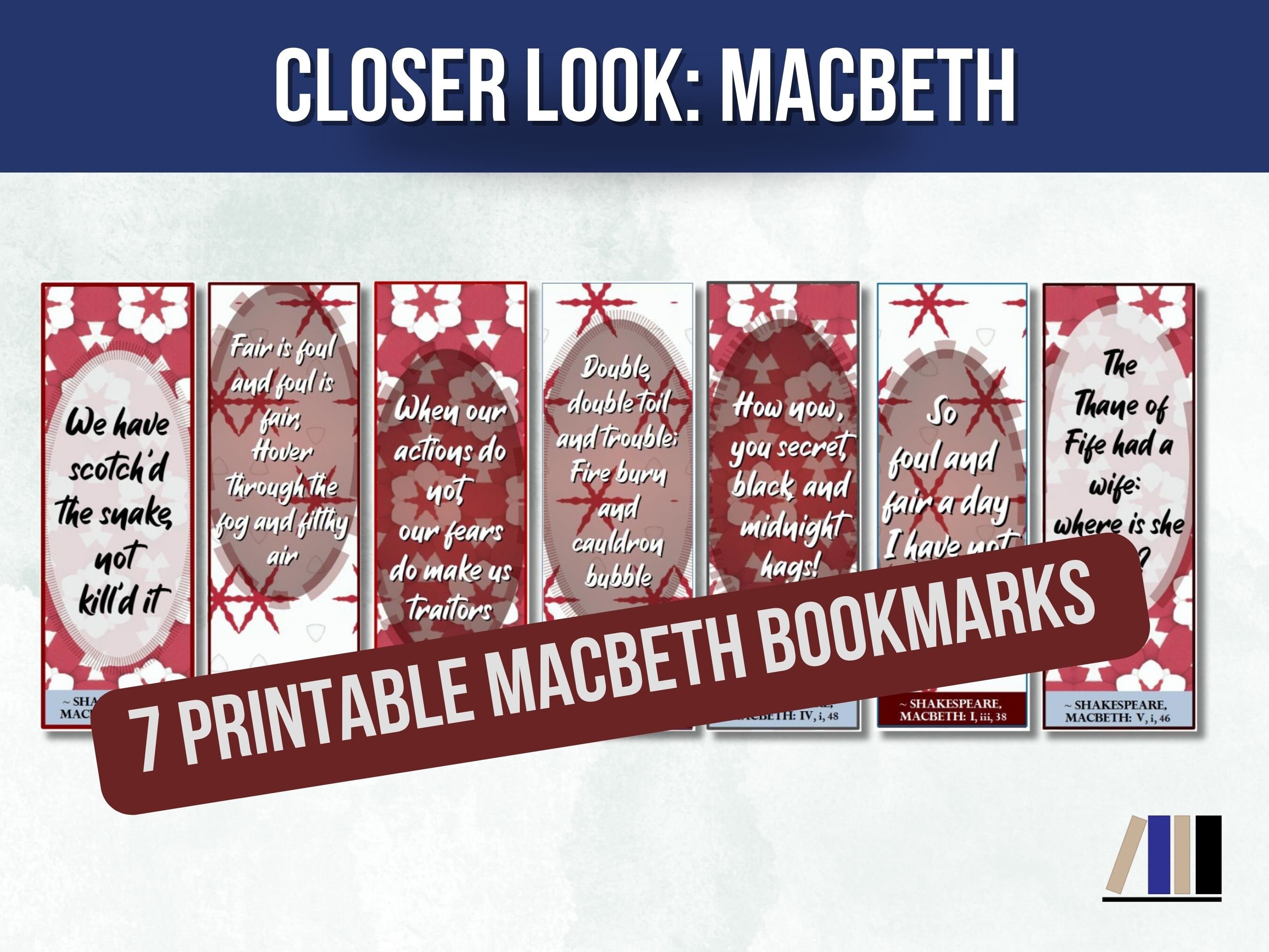 Shakespeare Bookmarks Tragedy Bundle, Book Club Gift, Shakespeare Gift ...