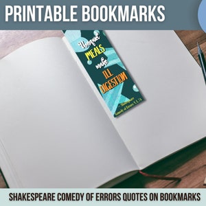 Shakespeare Bookmark Set Comedy of Errors Quotes, Book Club Gift ...