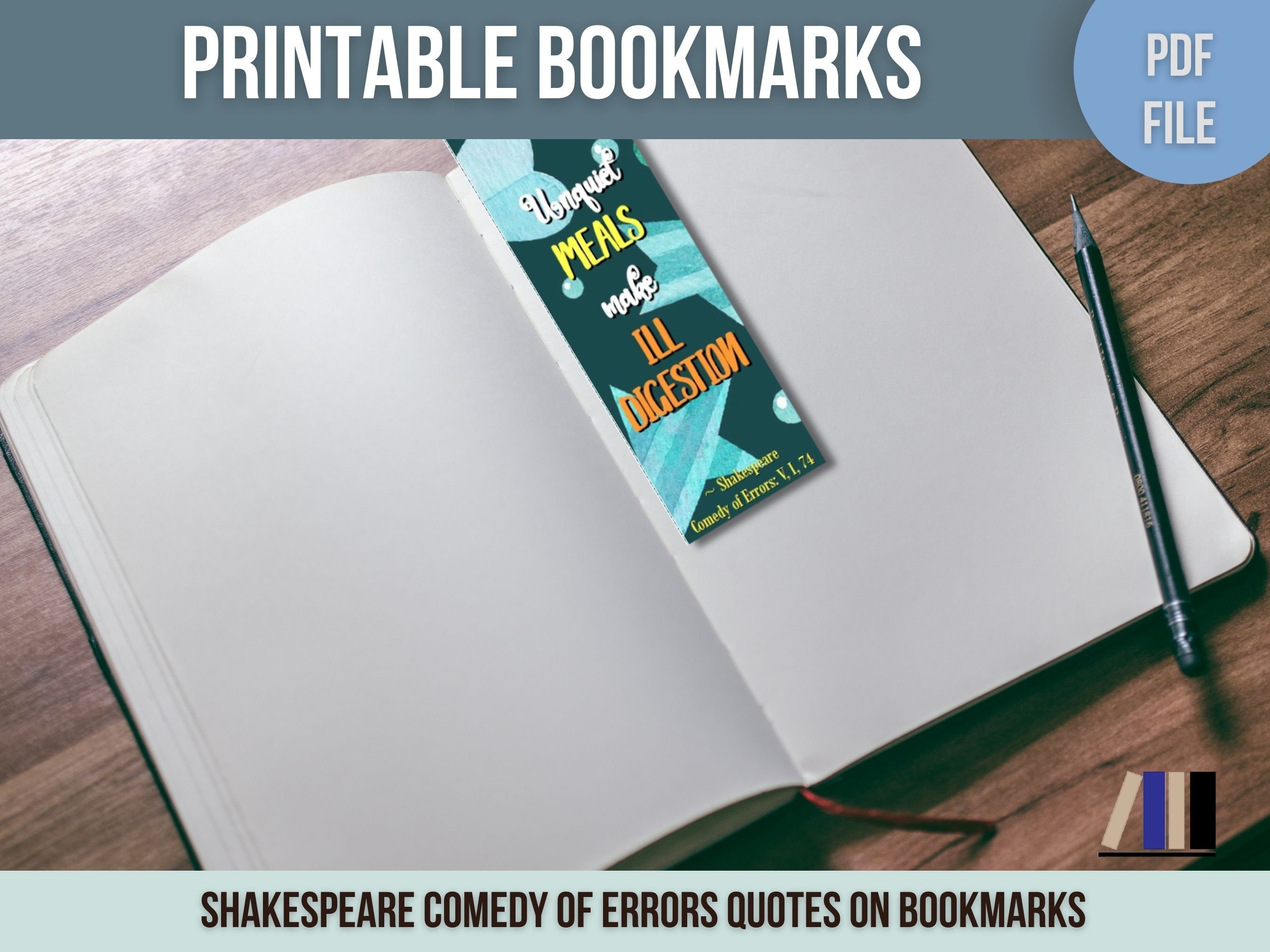 Shakespeare Bookmark Set Comedy of Errors Quotes, Book Club Gift ...