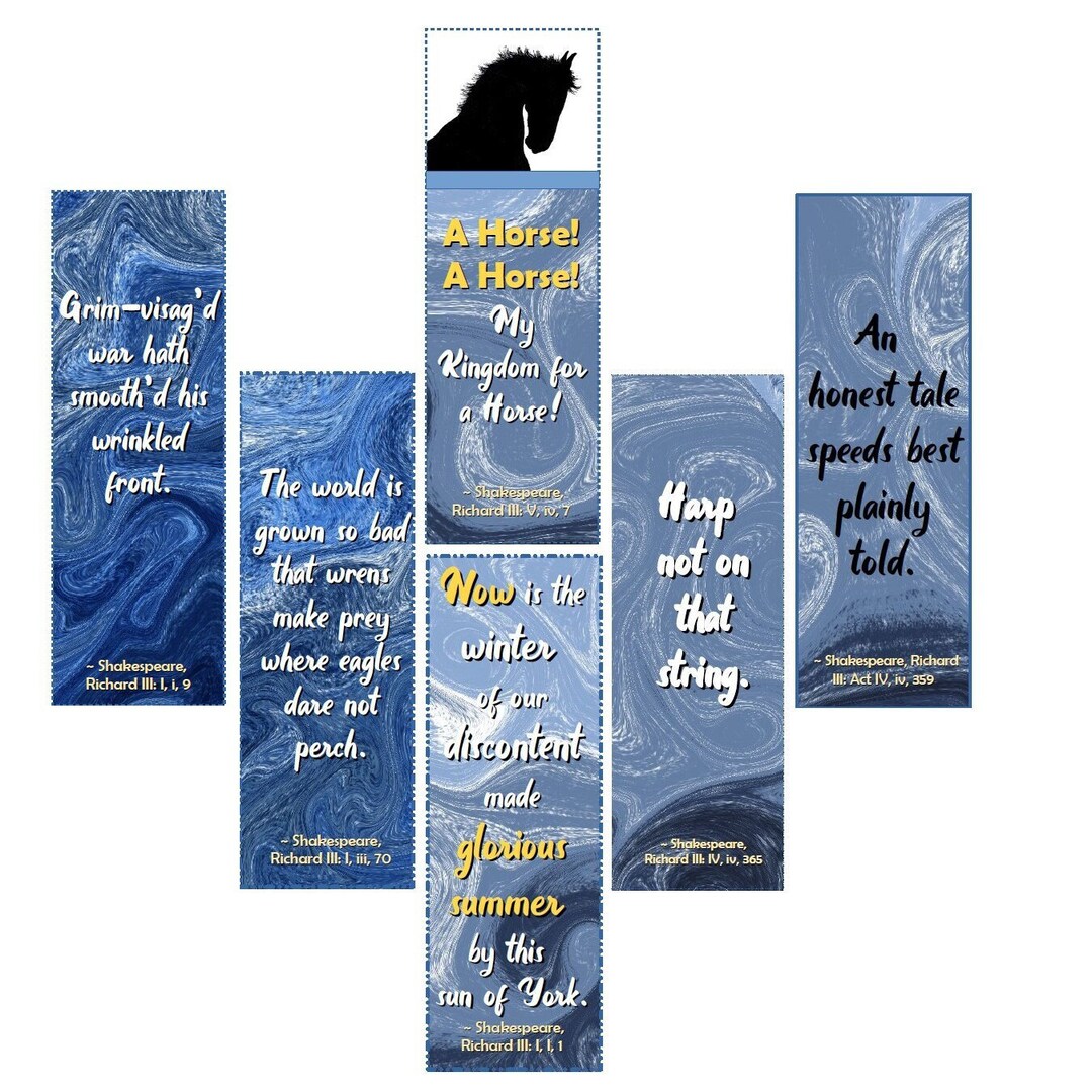 Shakespeare Bookmarks Richard III Quotes - Etsy