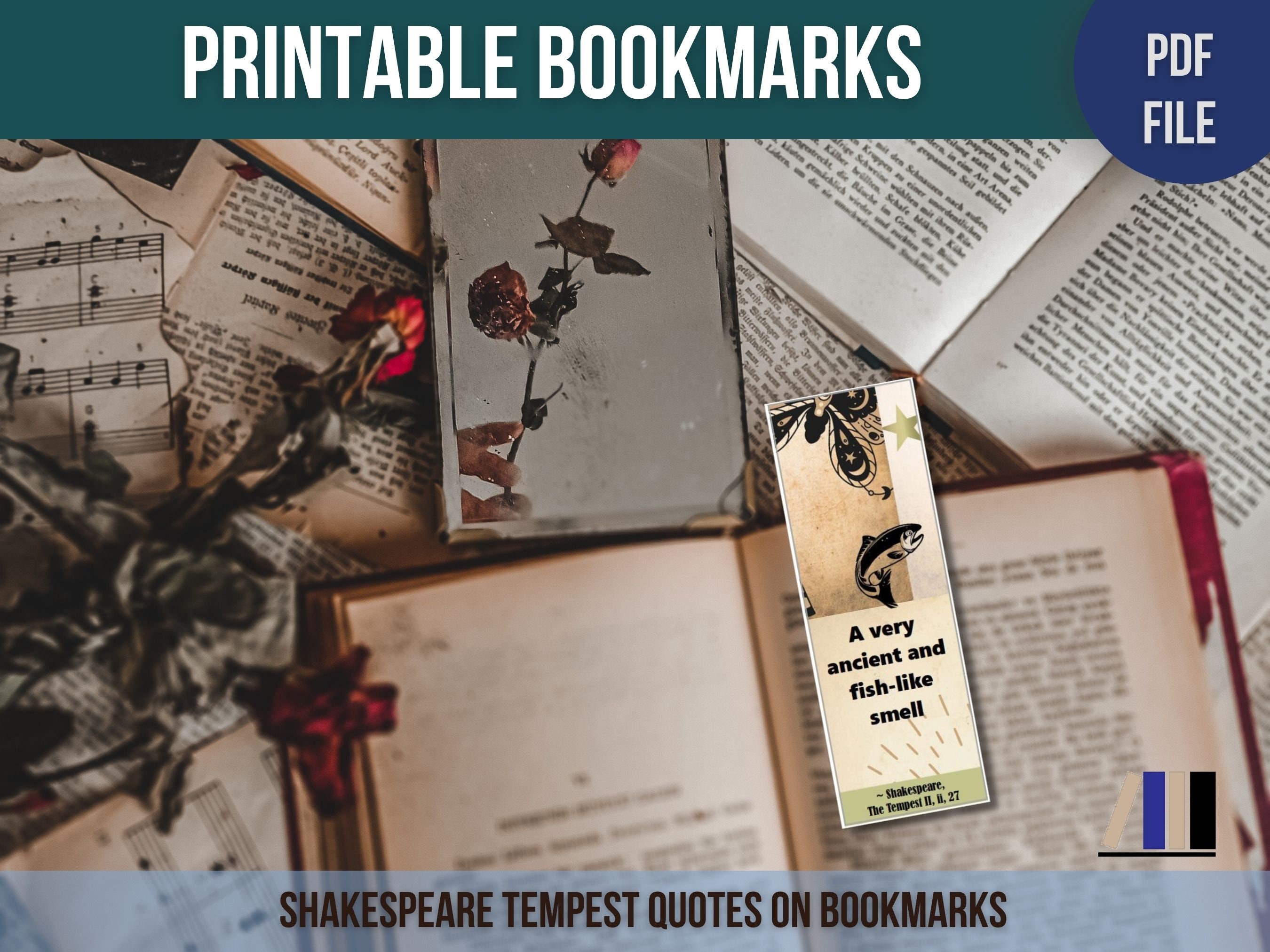 Shakespeare Bookmarks Tempest Quotes, Book Club Gift, Shakespeare Gift ...