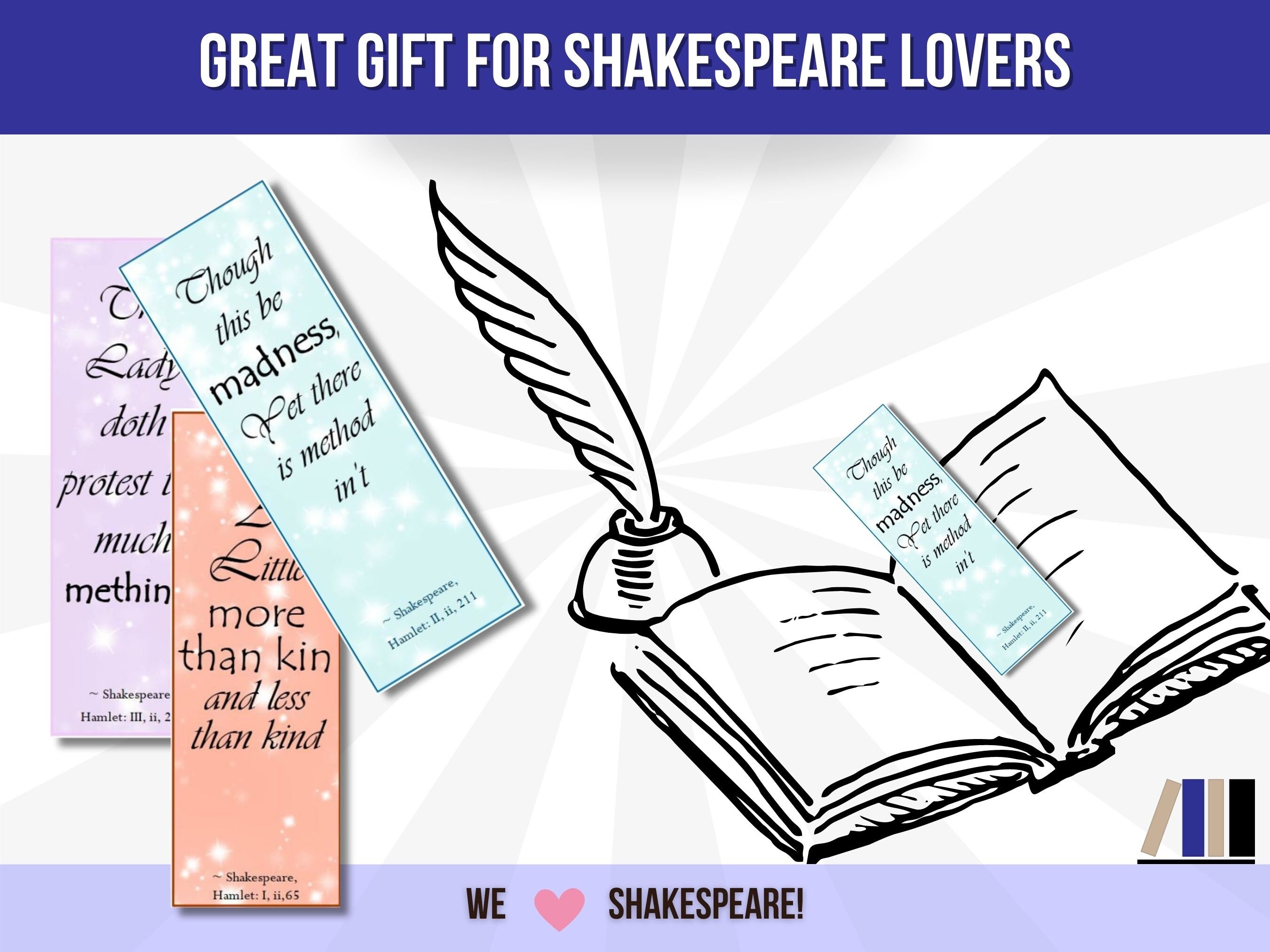 Shakespeare Bookmarks Hamlet Quotes, Book Club Gift, Shakespeare Gift ...