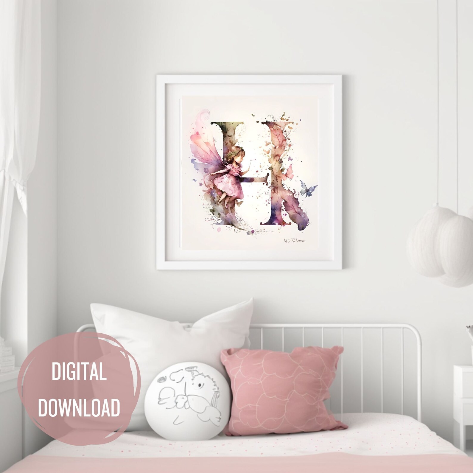 Custom Fairy Initials for the Nursery, Letter H in Watercolor Art ...