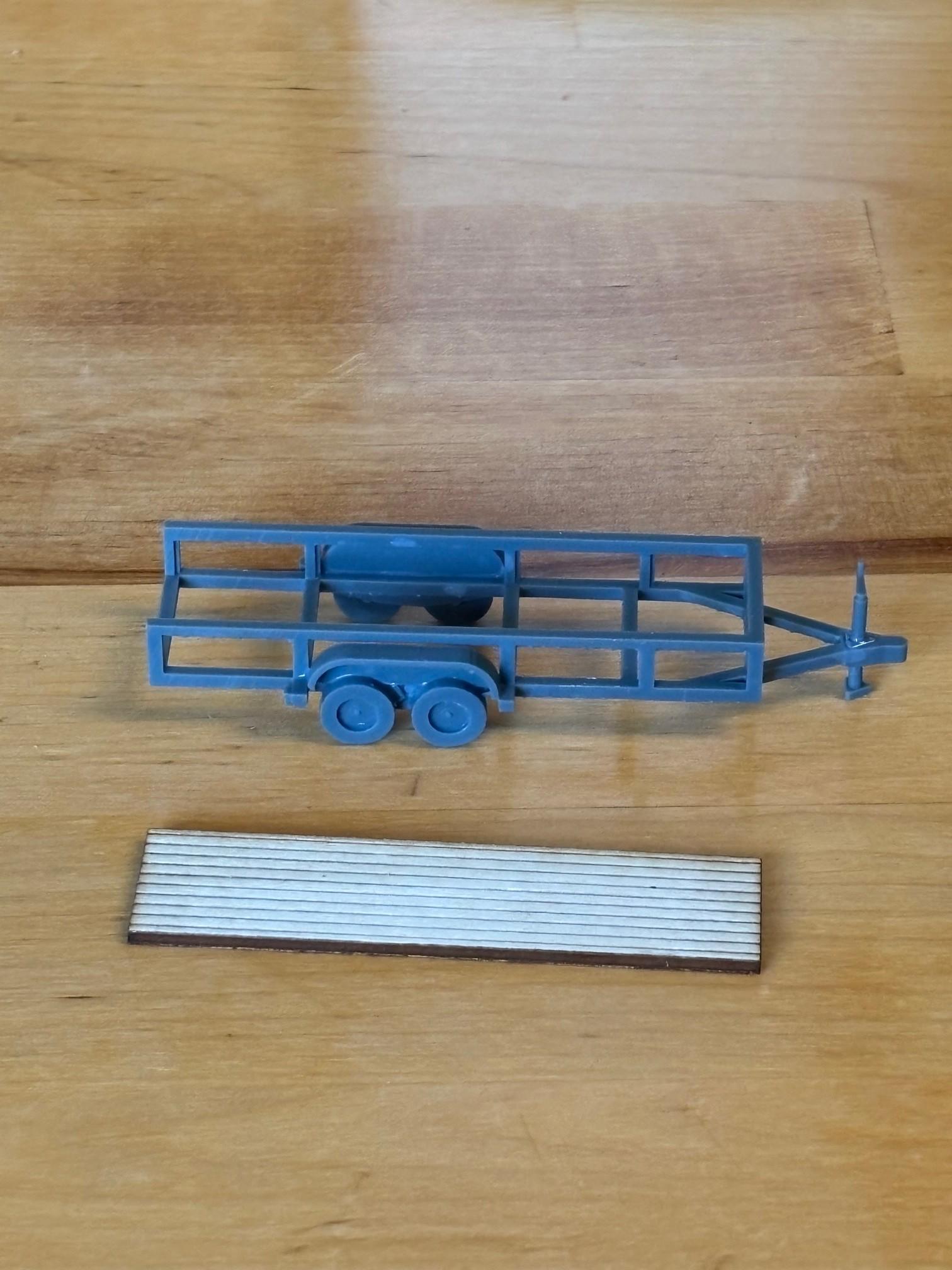 Improved 20' HO Scale Utility Trailer-with a Laser Cut Wood Deck. Kit ...