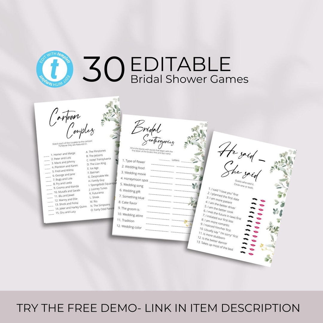 Eucalyptus Bridal Shower Game BS5 - Etsy