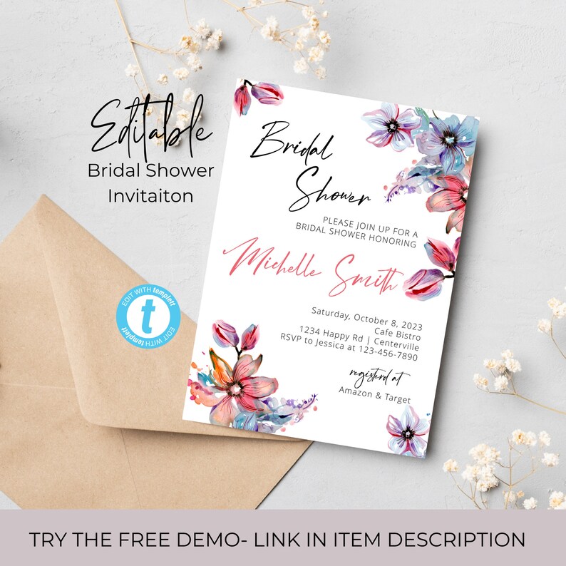 Floral Bridal Shower Custom Sign, Bridal Shower Editable Sign, Floral ...