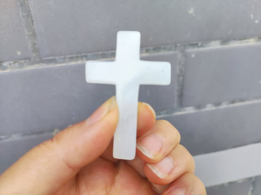 Get 1 Natural Quartz Crystal Cute Crucifix Statue Pendant Mineral ...