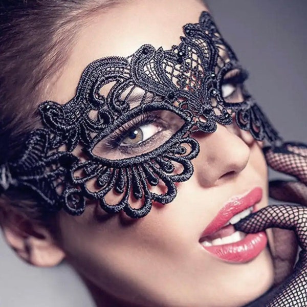 Black Lace Mask - Etsy