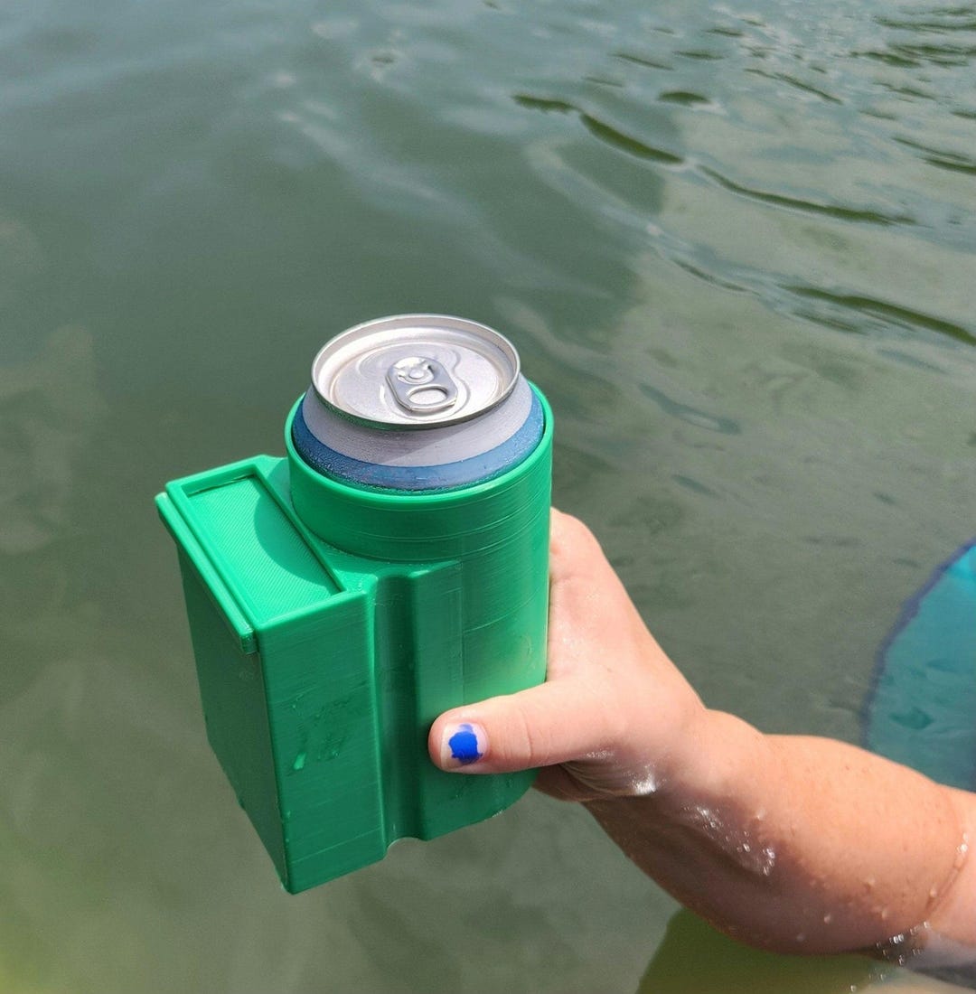 Drink Holder With Storage | 3D Printed Can Coozie for Pool, Lake, Beach ...