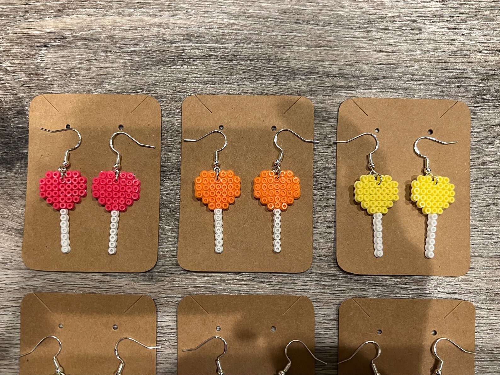 Heart Shaped Lollipop Perler Bead Earrings - Etsy