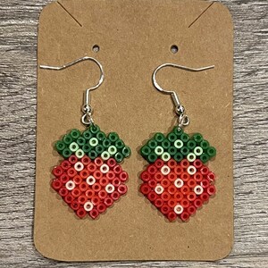 Strawberry Perler Bead Earrings - Etsy