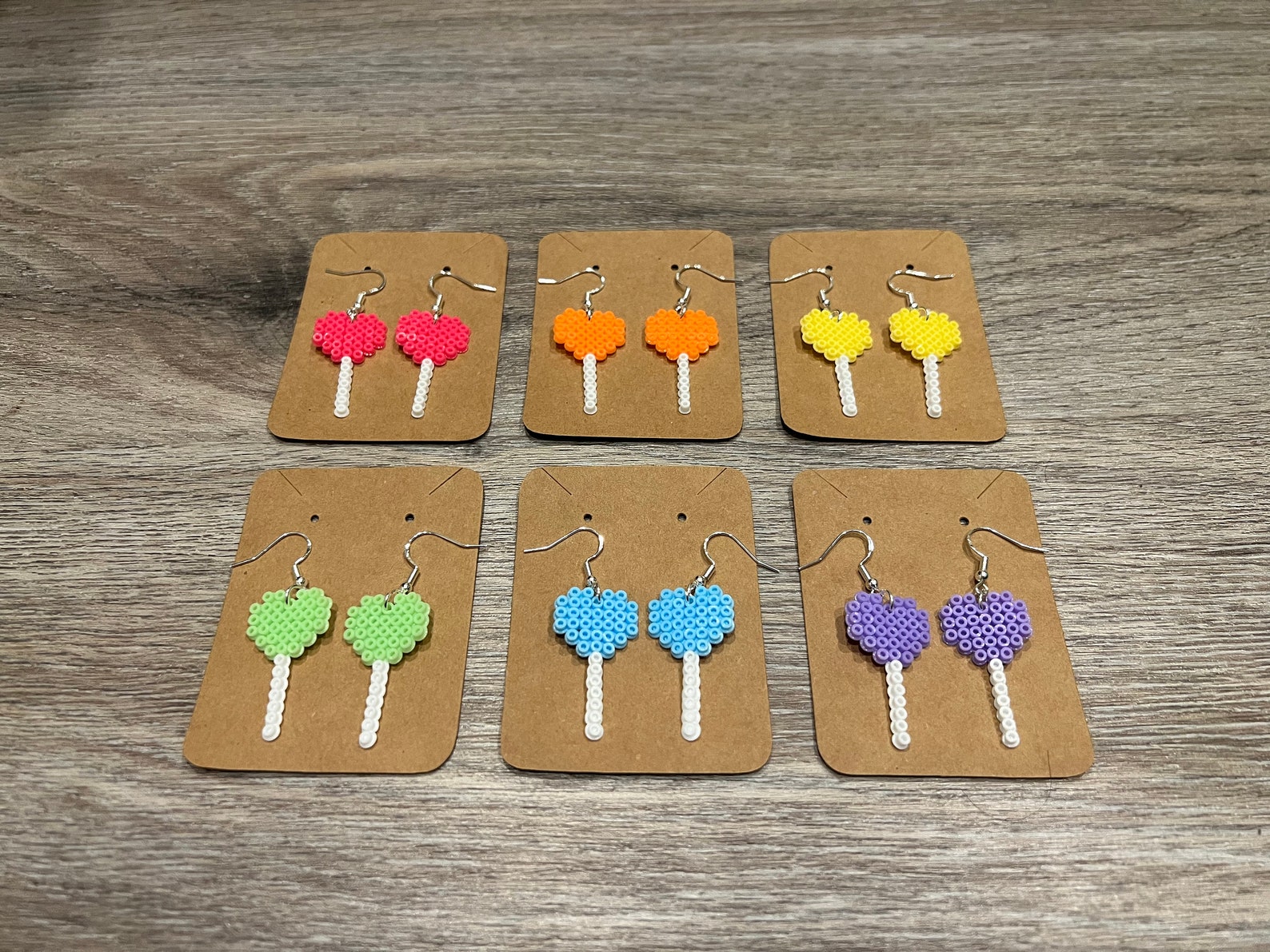 Heart Shaped Lollipop Perler Bead Earrings - Etsy