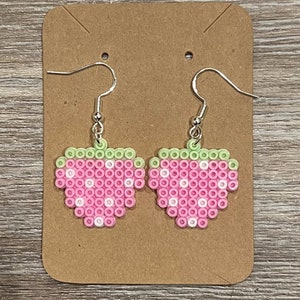 Strawberry Perler Bead Earrings - Etsy