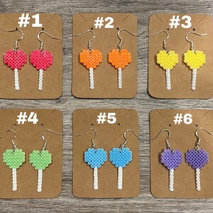 Heart Shaped Lollipop Perler Bead Earrings - Etsy
