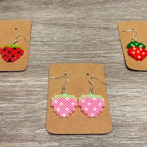 Strawberry Perler Bead Earrings - Etsy