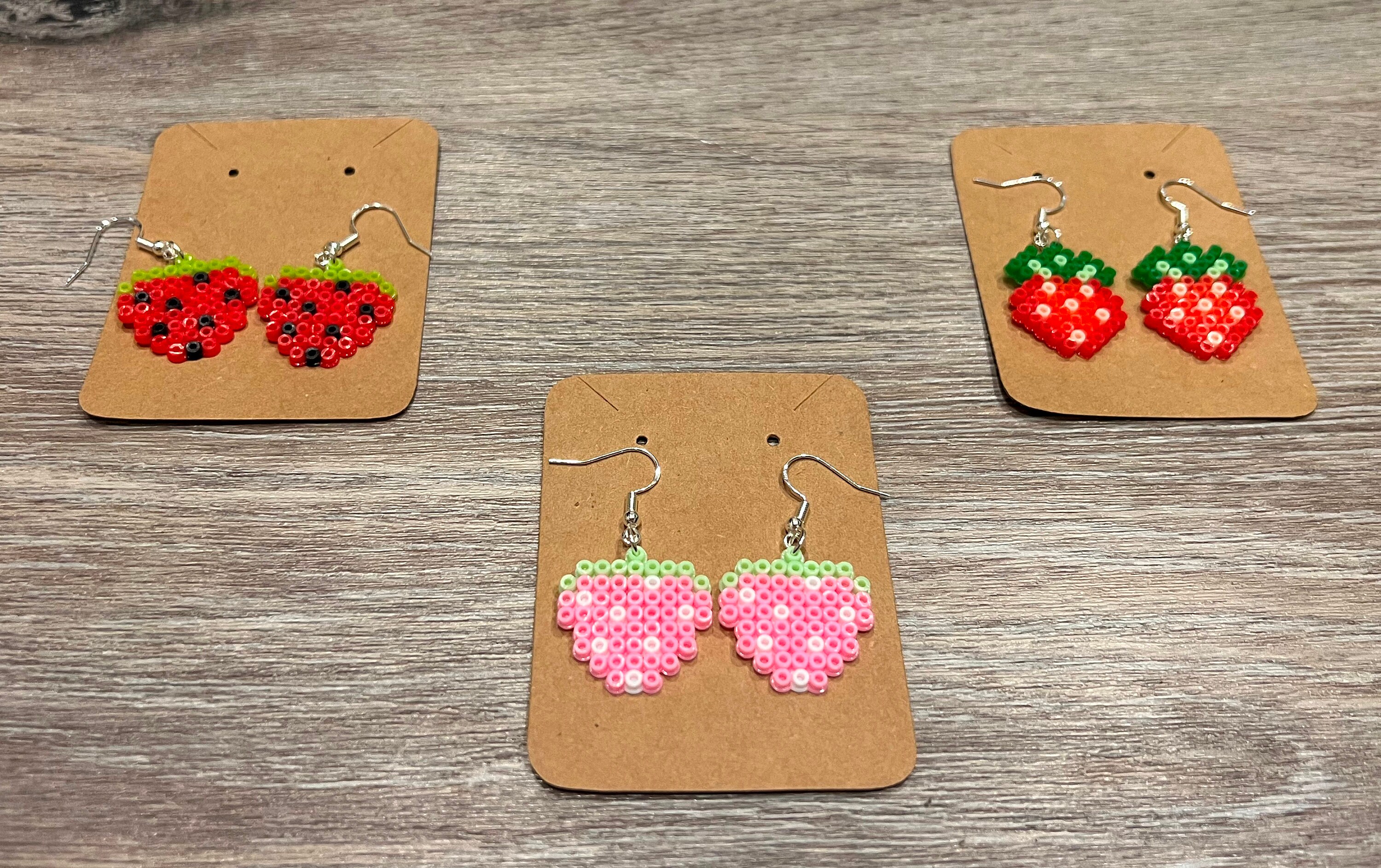 Strawberry Perler Bead Earrings - Etsy