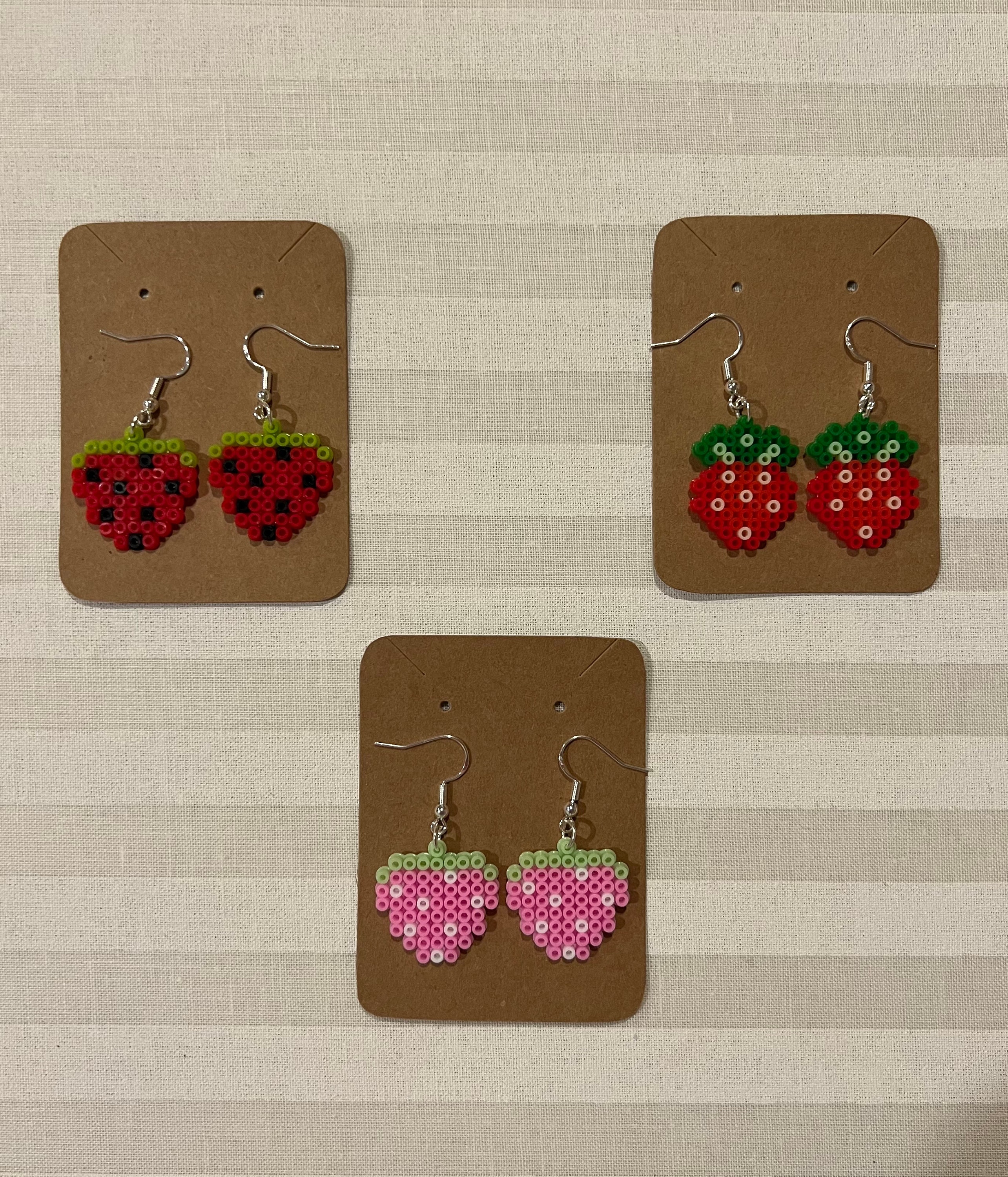 Strawberry Perler Bead Earrings - Etsy