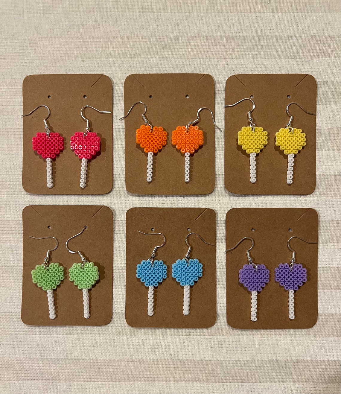 Heart Shaped Lollipop Perler Bead Earrings - Etsy