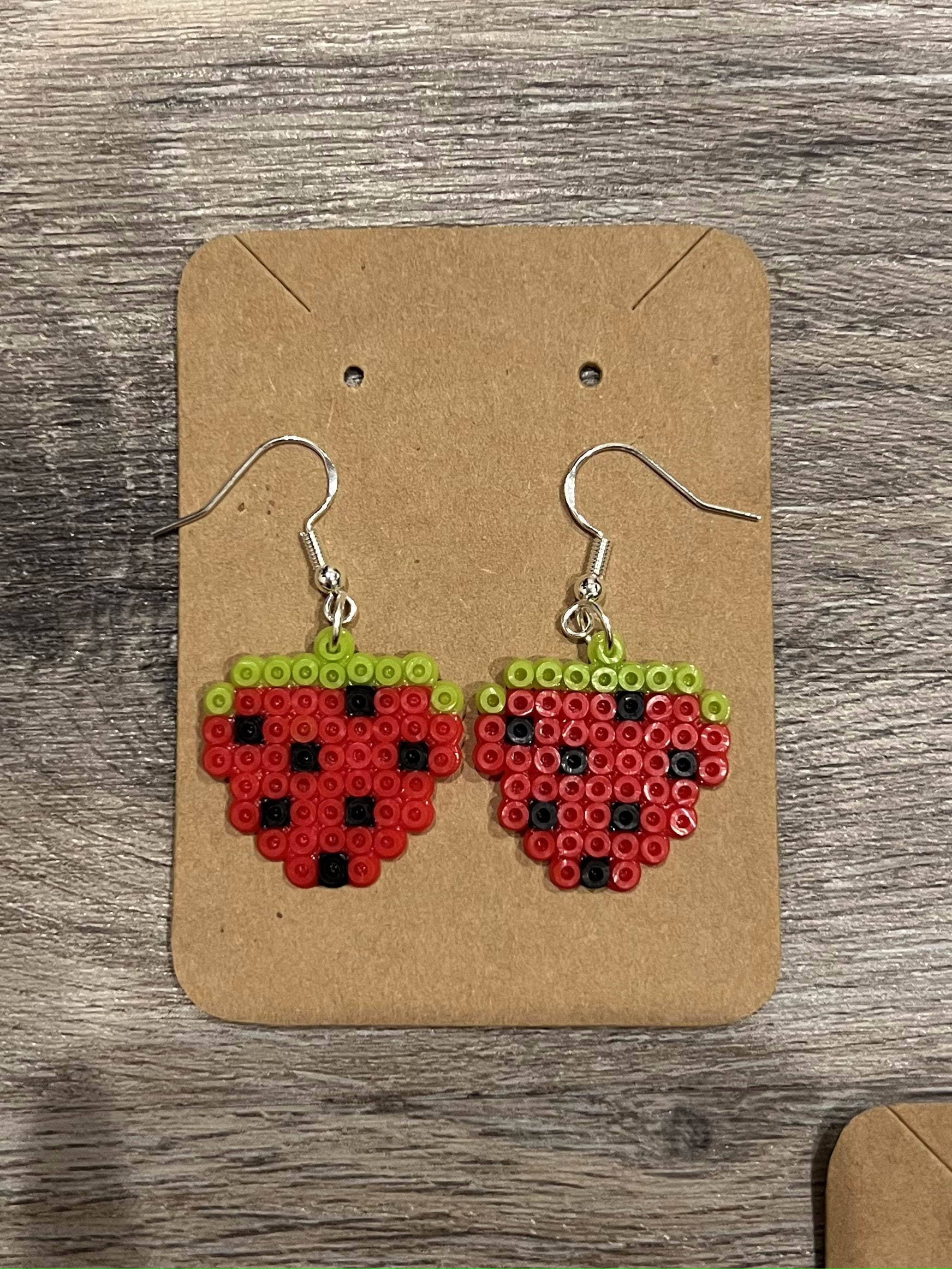 Strawberry Perler Bead Earrings - Etsy
