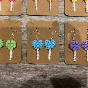 Heart Shaped Lollipop Perler Bead Earrings - Etsy